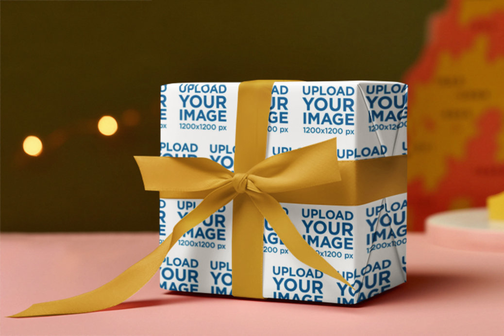 Placeit - Wrapping Paper Mockup Featuring an AI-Generated Gift Placed ...