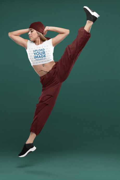 Placeit - Bella Canvas Crop Top Mockup Featuring a Female Dancer Making ...