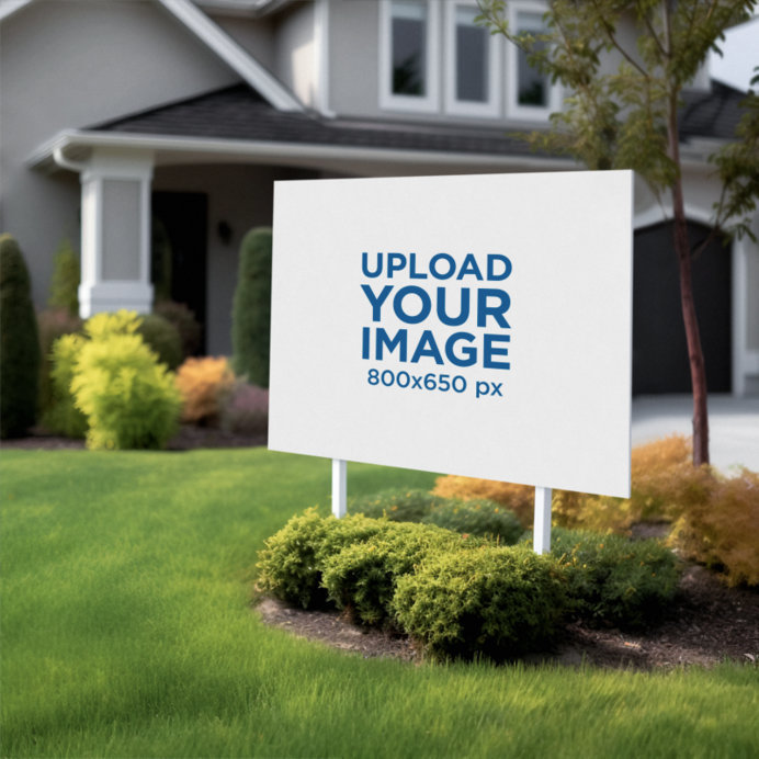 Placeit - AI Mockup of a Horizontal Yard Sign for Real Estate Placed in ...