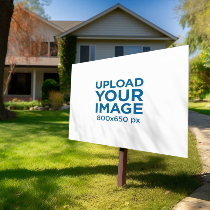 Placeit - Yard Sign Mockup Featuring an AI-Generated House and Real ...