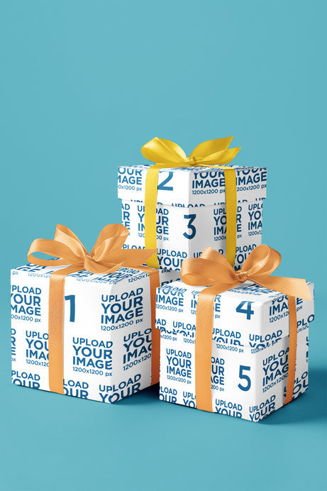 Placeit - AI-Created Mockup Featuring Three Gift Boxes with Ribbons