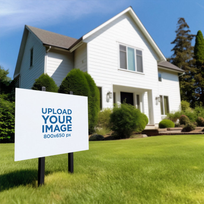 Placeit - Mockup of an AI-Generated Lawn Sign Featuring a House in the ...