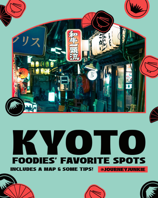 Placeit - Instagram Post Creator to Promote Kyoto's Food Spots and Tours