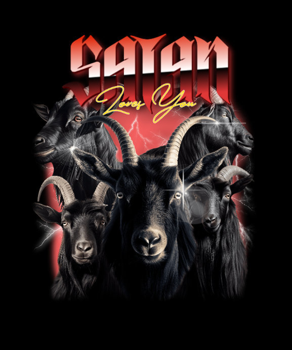 Placeit - T-Shirt Design Maker Featuring Satanic Goats Illustrated by AI