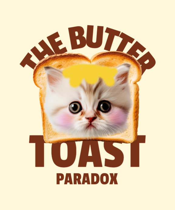Placeit - T-Shirt Design Maker Featuring a Cat Butter Toast Graphic