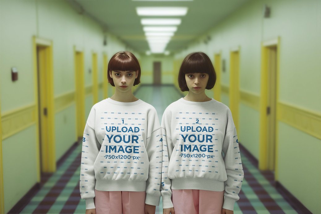 Placeit - Sweatshirt Mockup of Two AI-Generated Teenage Girls Inspired ...