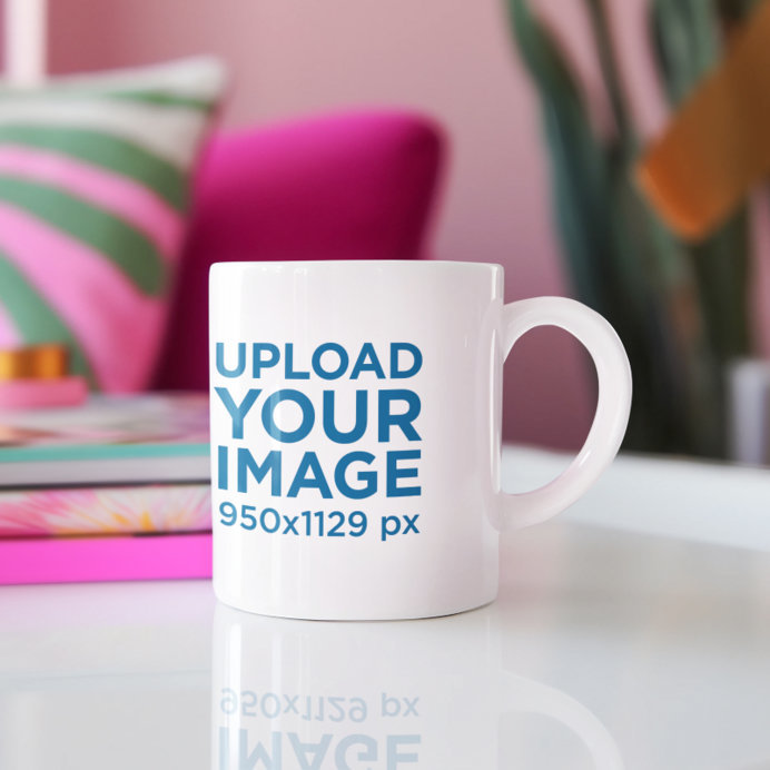 Placeit - Mockup of an AI-Generated 11 oz Coffee Mug Inspired by Barbie