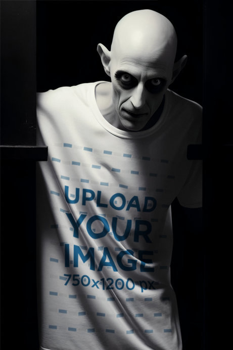 Placeit - Round-Neck T-Shirt Mockup Featuring an AI-Generated Nosferatu ...