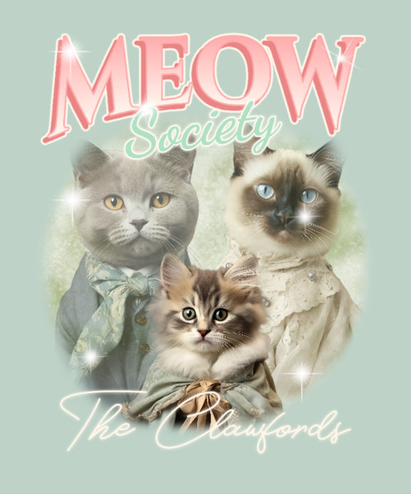 Placeit - Cats-Themed T-Shirt Design Template Featuring a 90s Aesthetic