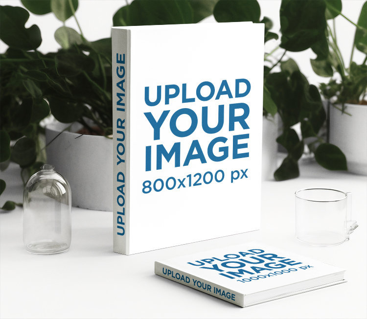 Placeit - Science-Themed Mockup Featuring Two AI-Generated Hardcover Books