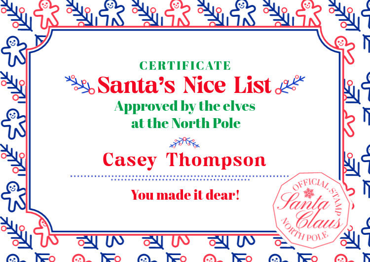 Placeit - Santa's Nice List Certificate Maker for Christmas