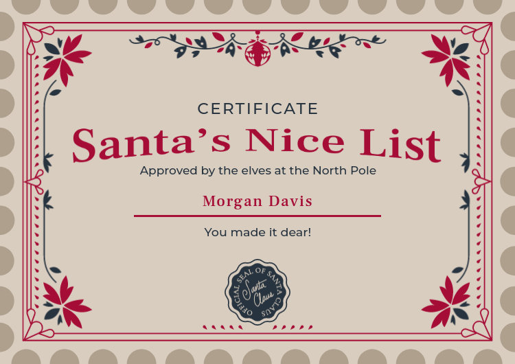Placeit - Christmas-Themed Certificate Creator for Santa's Nice Kids List