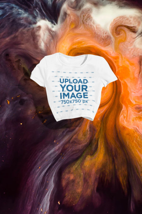 Placeit - Mockup of a Rounded-Neck Bella Canvas Crop Top Floating over ...