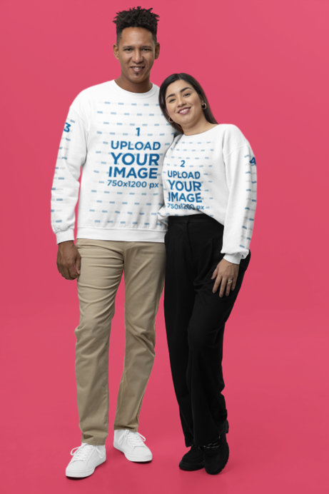 Placeit - Gildan Sweatshirt Mockup of a Happy Couple Posing Together in ...