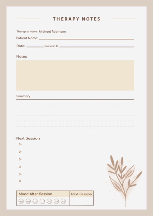 Placeit - Planner Design Generator for a Psychologist With Therapy Notes