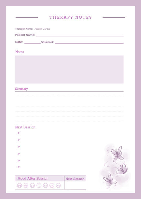 Placeit - Planner Design Template With Butterfly Graphics for a Therapy ...