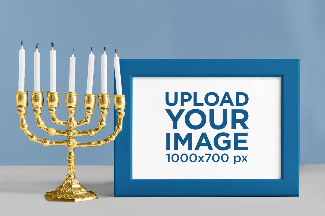 Placeit - Art Print Mockup Featuring a Hanukkah Menorah