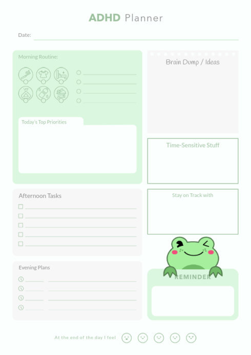 Placeit - Planner Design Maker for ADHD Patients With a Frog Graphic