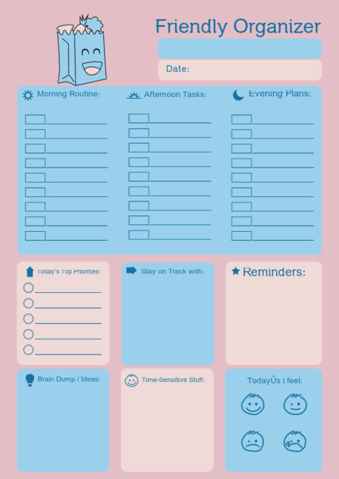 Placeit - Illustrated Planner Design Template Featuring Task Reminders ...