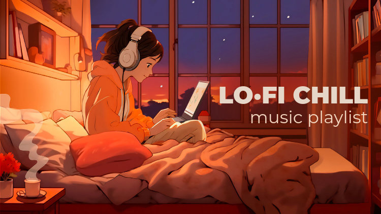 Placeit - YouTube Thumbnail Maker Featuring Illustrated Characters for a LoFi Beats Channel
