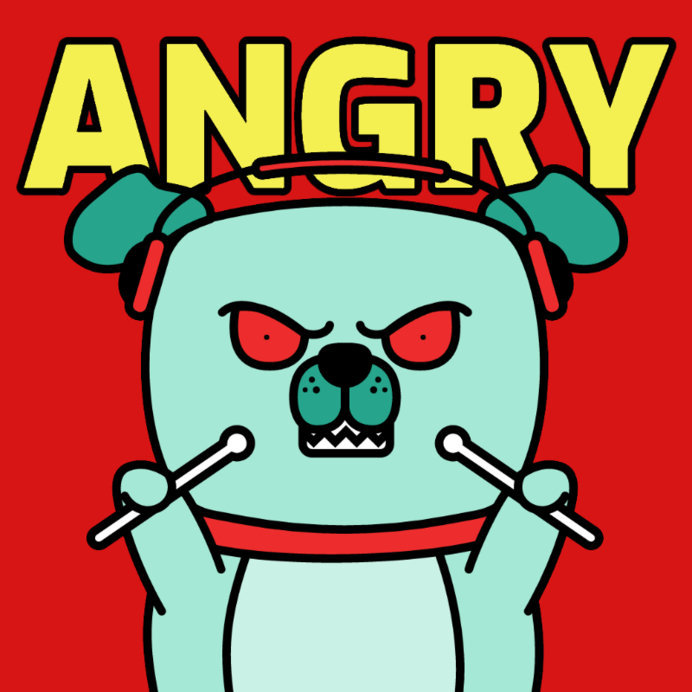 Placeit - Twitch Emote Maker Featuring an Angry Dog with Drum Sticks