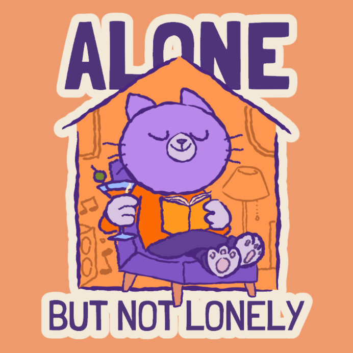 Placeit - Sticker Design Maker with an Illustrated Cat Relaxing Home Alone
