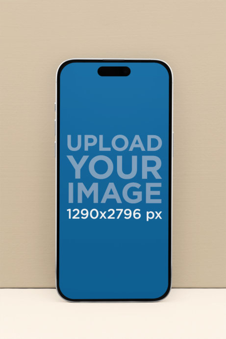 Placeit - Mockup of an iPhone 15 Pro Max Standing in a Minimalist Setting