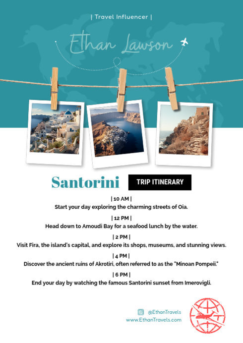 Placeit - Planner Design Template Featuring a Santorini Trip Schedule