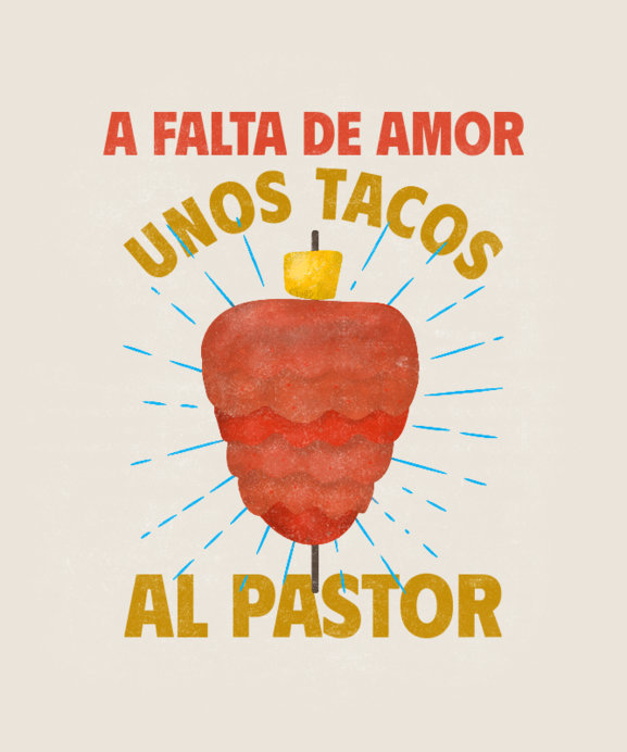Placeit - T-Shirt Design Creator Featuring a Mexican Tacos al Pastor Quote