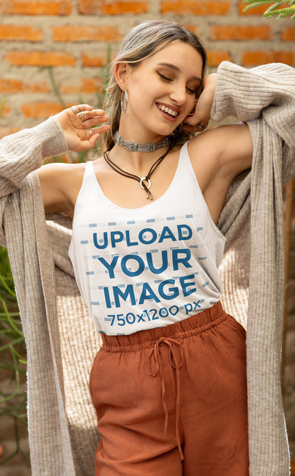Placeit - Bella Canvas Tank Top Mockup of a Woman Wearing Boho-Styled ...