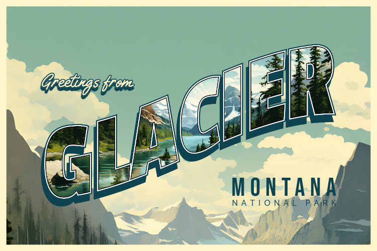 Placeit - Postcard Design Creator with an Illustrated Montana Glacier