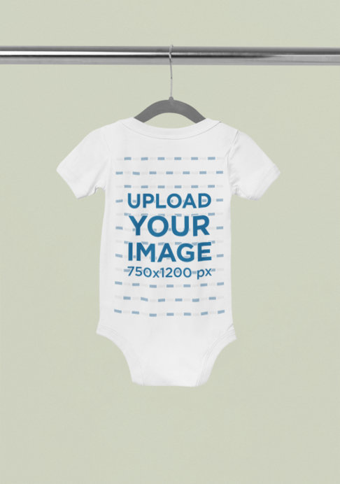 Placeit - Back-View Mockup of a Baby Short-Sleeve Onesie Placed on a Hanger