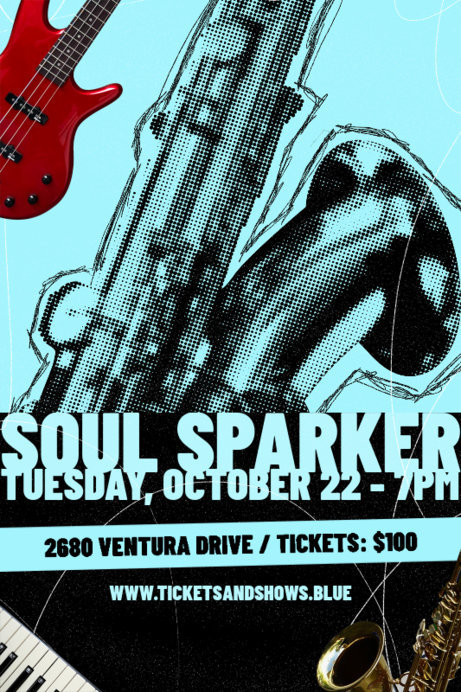 Placeit - Poster Design Template with a Saxophone Graphic for a Jazz ...