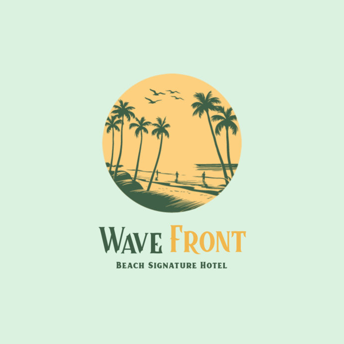 Placeit - Beach Signature Hotel Logo Generator with Palm Tree Graphics