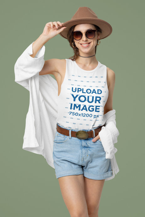 Placeit - Bella Canvas Tank Top Mockup of a Happy Woman Wearing an ...