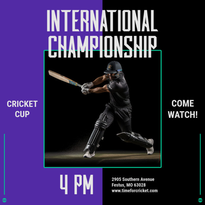 Placeit - Instagram Post Template Promoting an International Cricket ...