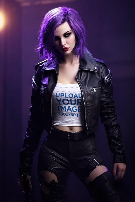 Placeit - Valorant-Inspired Mockup of an AI-Created Woman with Purple ...