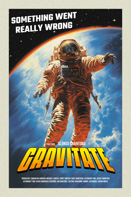 Placeit - Poster Design Maker Featuring a Retro Illustration of an Astronaut in Outer Space