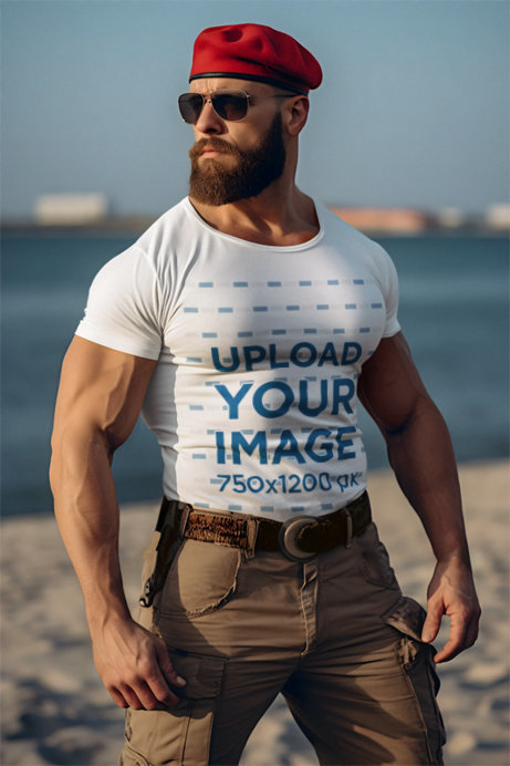 Placeit - AI-Generated Tee Mockup of a Muscular Man Inspired by ...