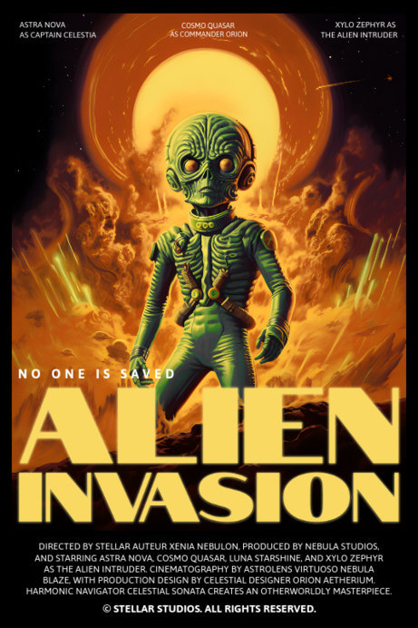 Placeit - Poster Design Template With an Alien Graphic and a Vintage Style