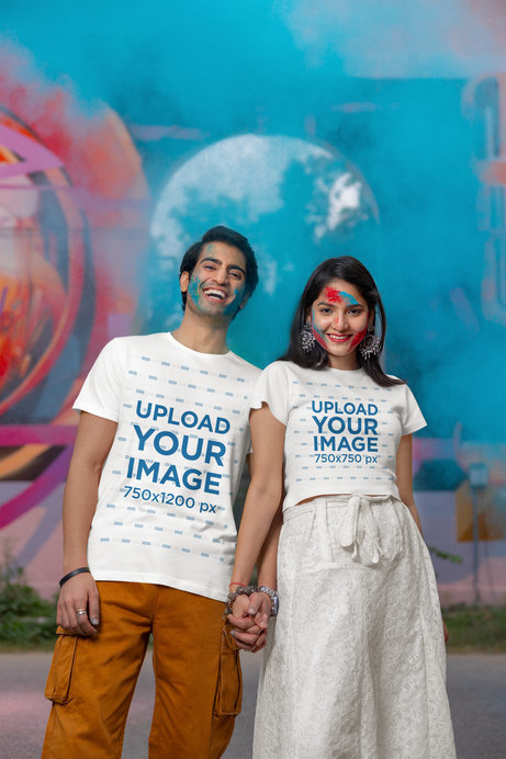 Placeit - Scott International Tee and Crop Top Mockup of a Smiling ...