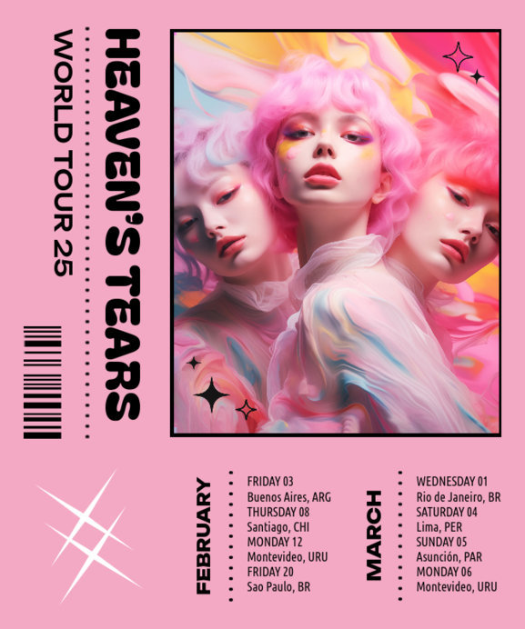 Placeit - Back T-Shirt Design Generator for Girl's Music Band Concert Merch