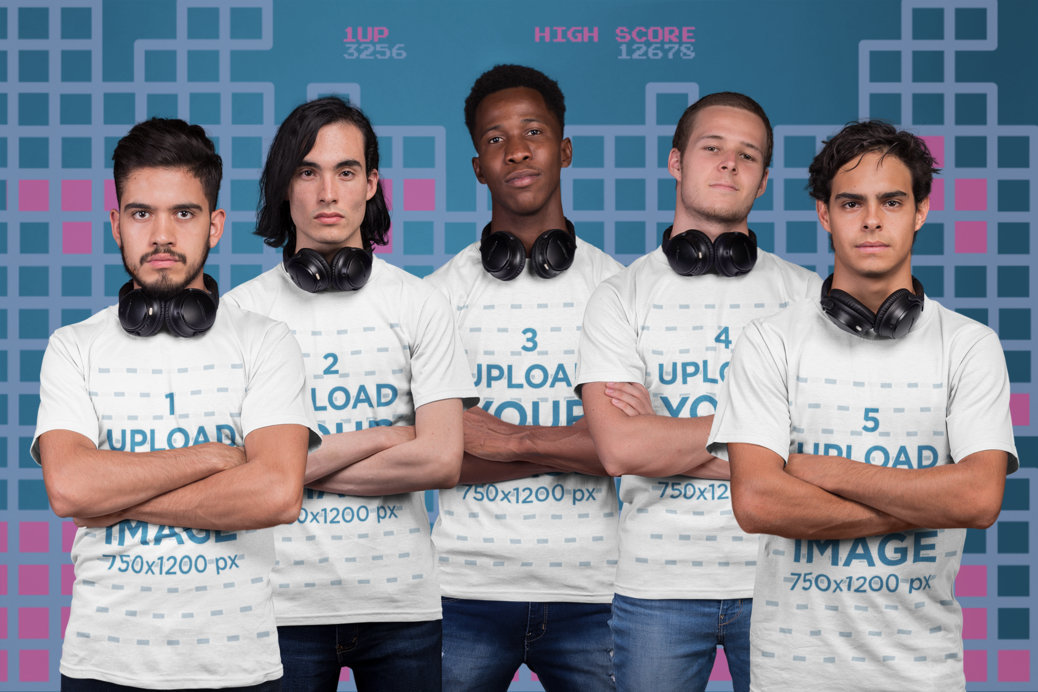 Placeit - Team Shot Mockup of an Esports Group with Arms Crossed