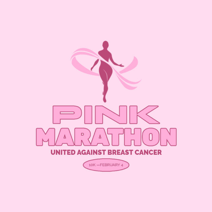 Placeit - Logo Template for a Pink Running Marathon Against Breast Cancer