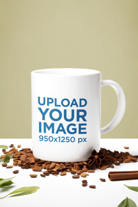 Placeit - Mockup of an AI-Created 11 oz Coffee Mug Featuring Tea Leaves