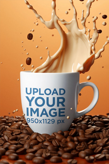Placeit - Mockup of an AI-Generated Mug Surrounded by Coffee Beans and ...