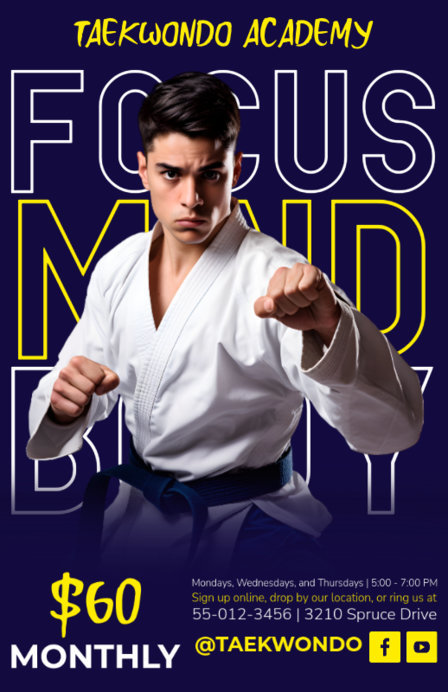 Placeit - AI-Generated Flyer Template with Information for a Taekwondo ...