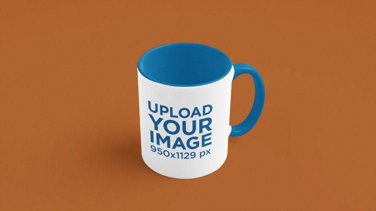 Placeit - Mockup of a 3D 11 oz Coffee Mug with a Colored Rim