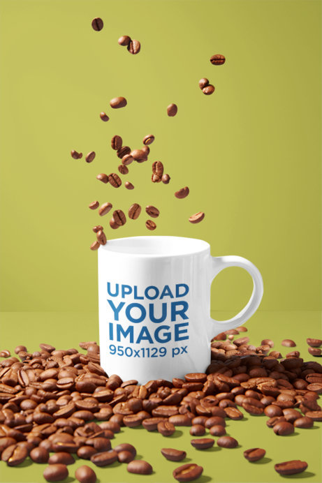 Placeit - Mockup of an AI-Generated 11 oz Mug Featuring Floating Coffee ...