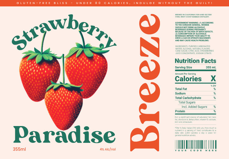 Placeit - Hard Seltzer Label Design Template with Illustrated Strawberries